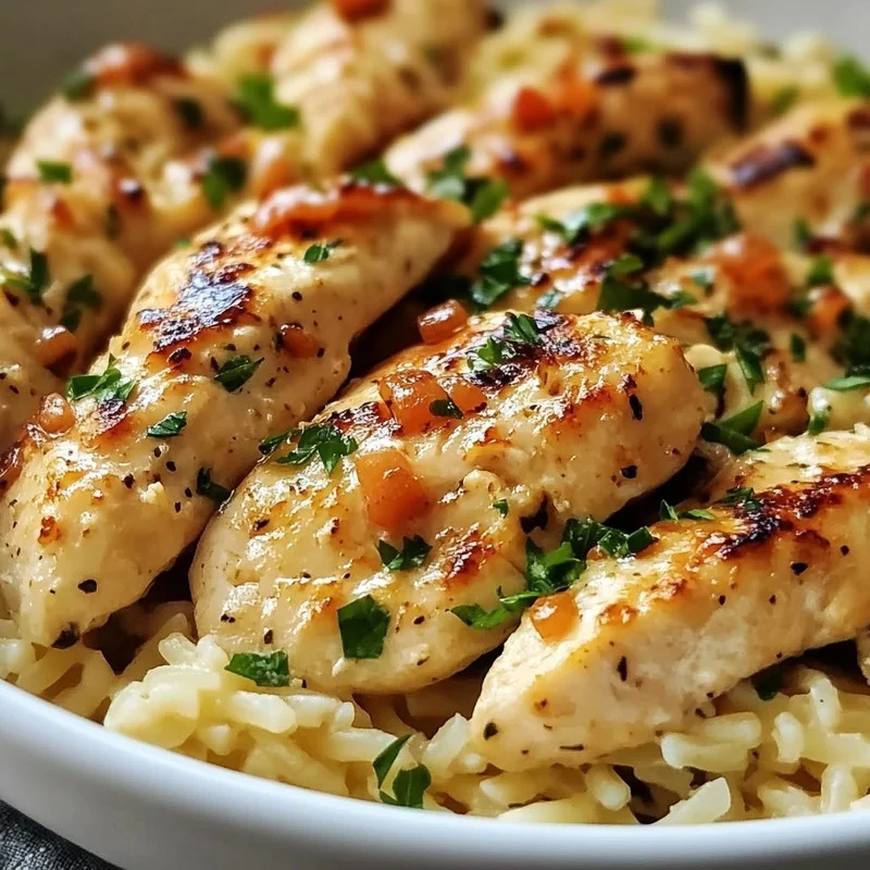 Easy Chicken Scampi with Garlic Parmesan Rice