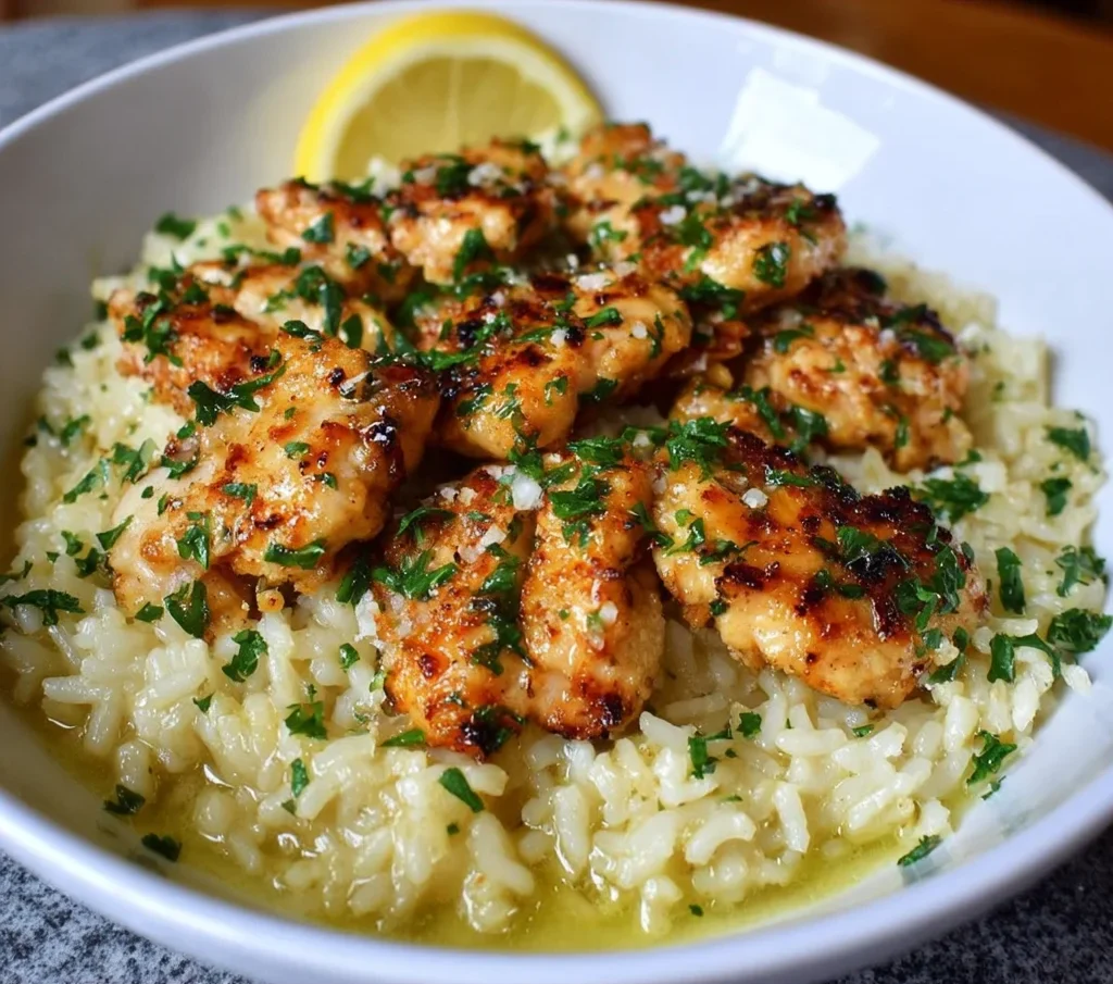 Easy Creamy Chicken Scampi with Garlic Parmesan Rice